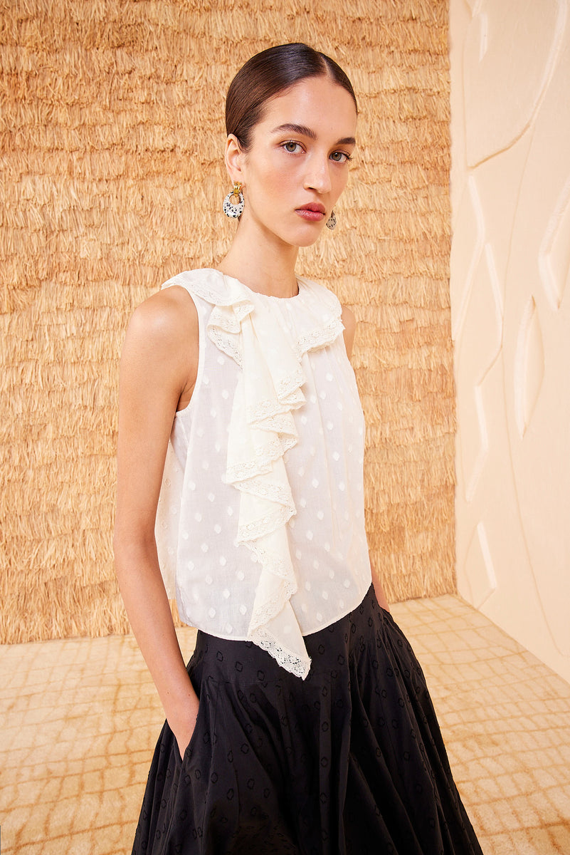 Thalia Top - Pristine White Ruffle Top - Ulla Johnson