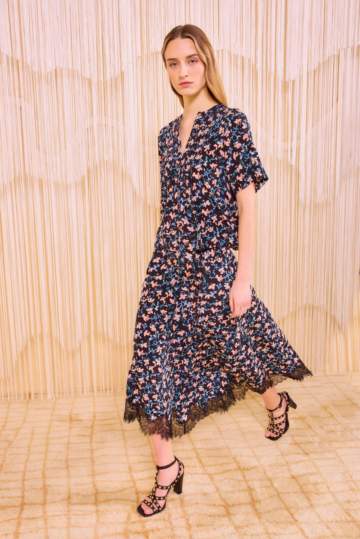 Calla Short Sleeve Top - Nocturne Silk Floral Top - Ulla Johnson