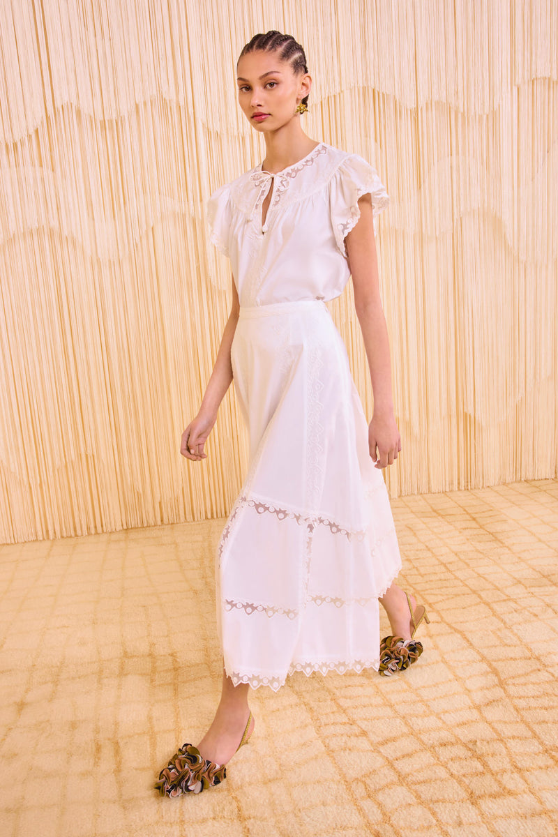 Lucia Flared Skirt - Pristine - Ulla Johnson