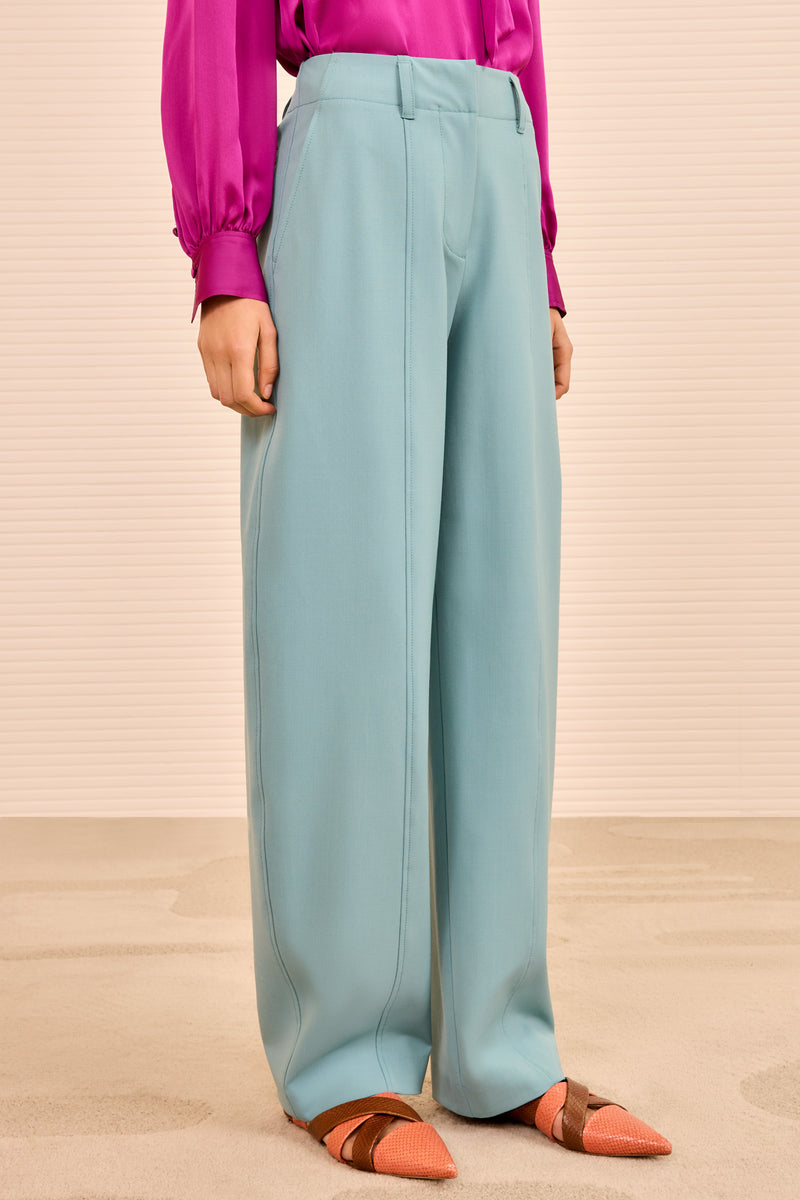 Ames Barrell Leg Trouser - Ocean - Ulla Johnson
