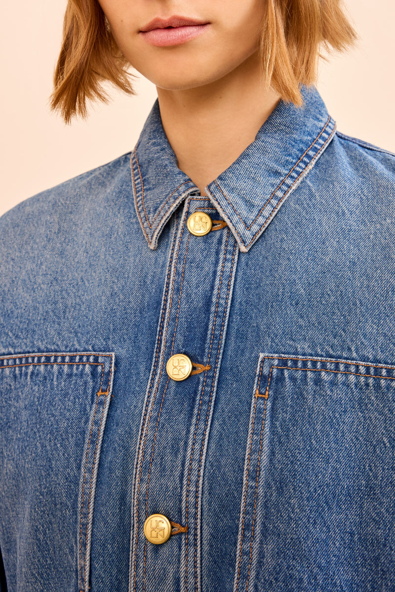The Arquette Denim Peplum Jacket - Danube Denim Utility Jacket - Ulla ...