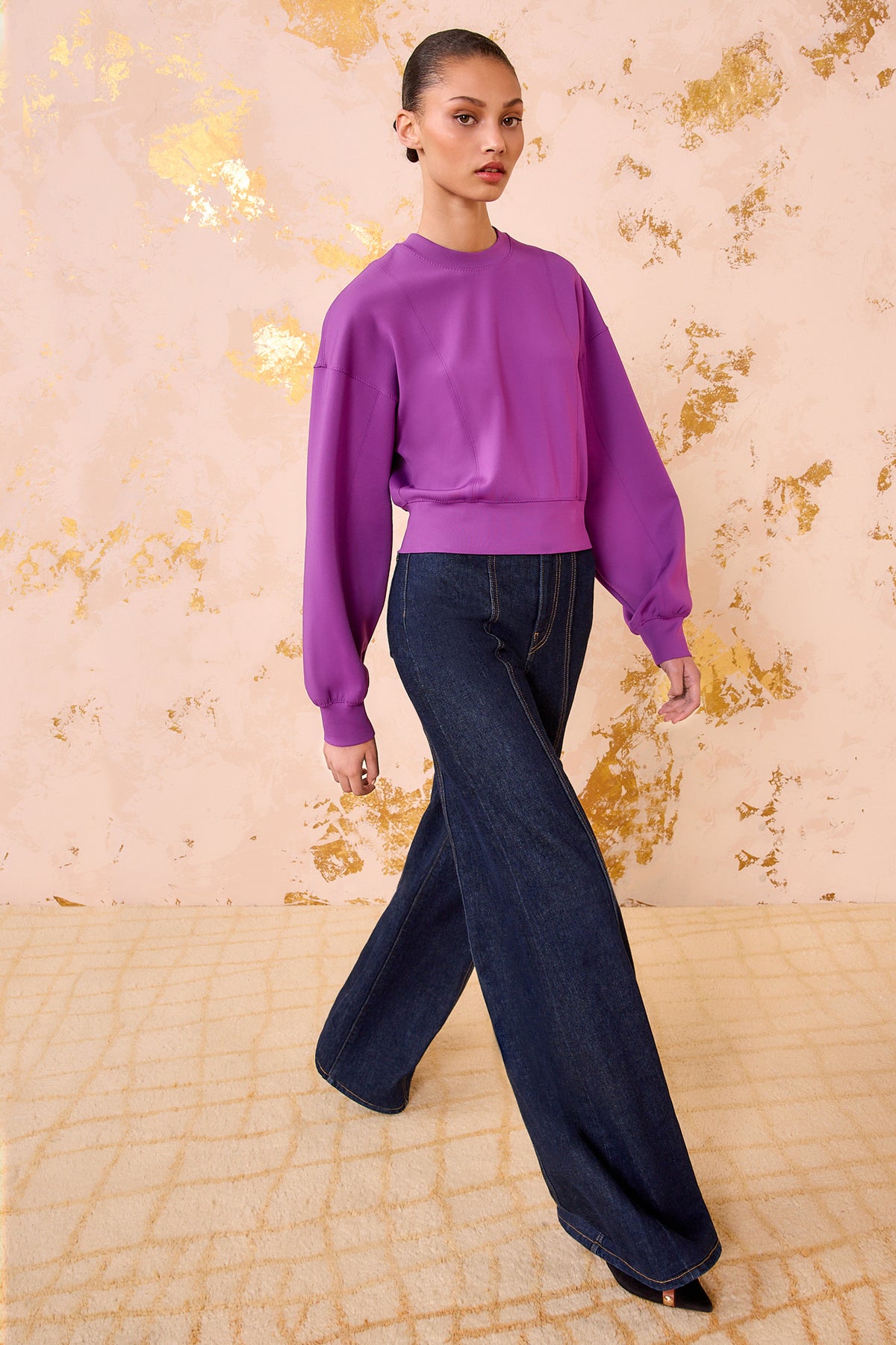 Axel Long Sleeve Top - Thistle Double-Faced Stretch Scuba Top - Ulla ...