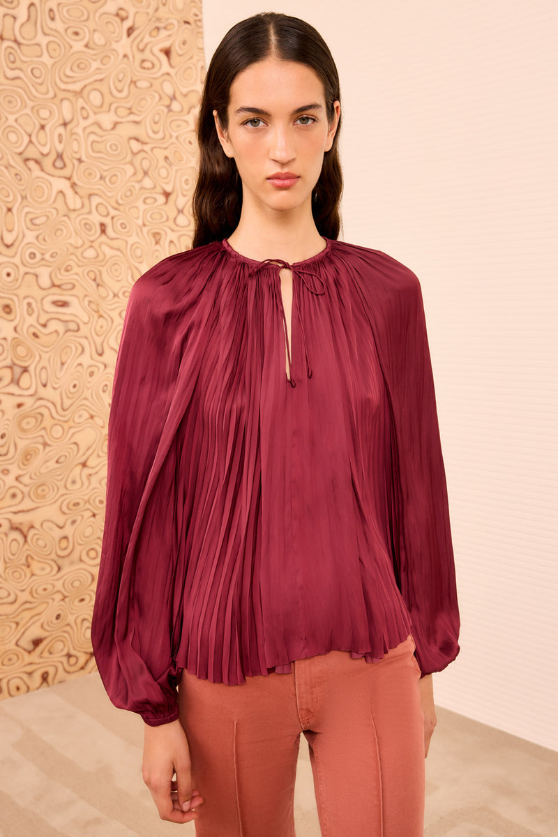 Electra Long Sleeve Blouse - Claret - Ulla Johnson