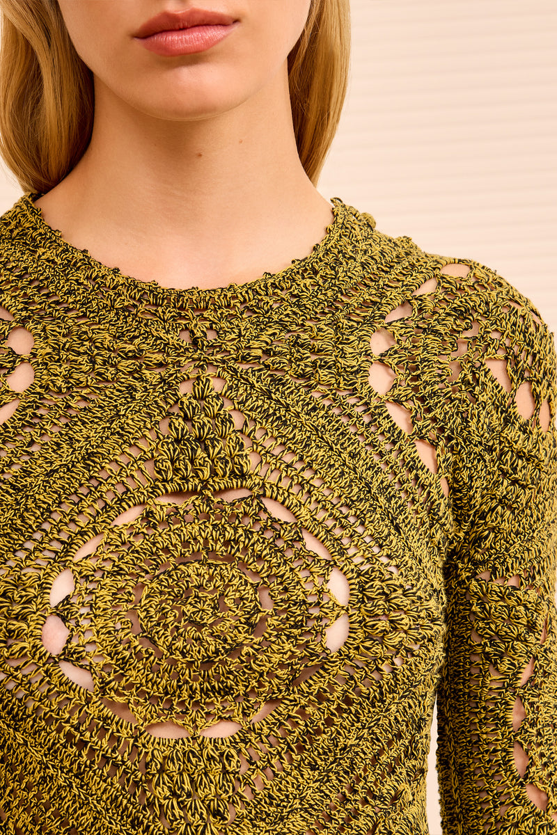 Eugnie Hand Crochet Top - Olive - Ulla Johnson