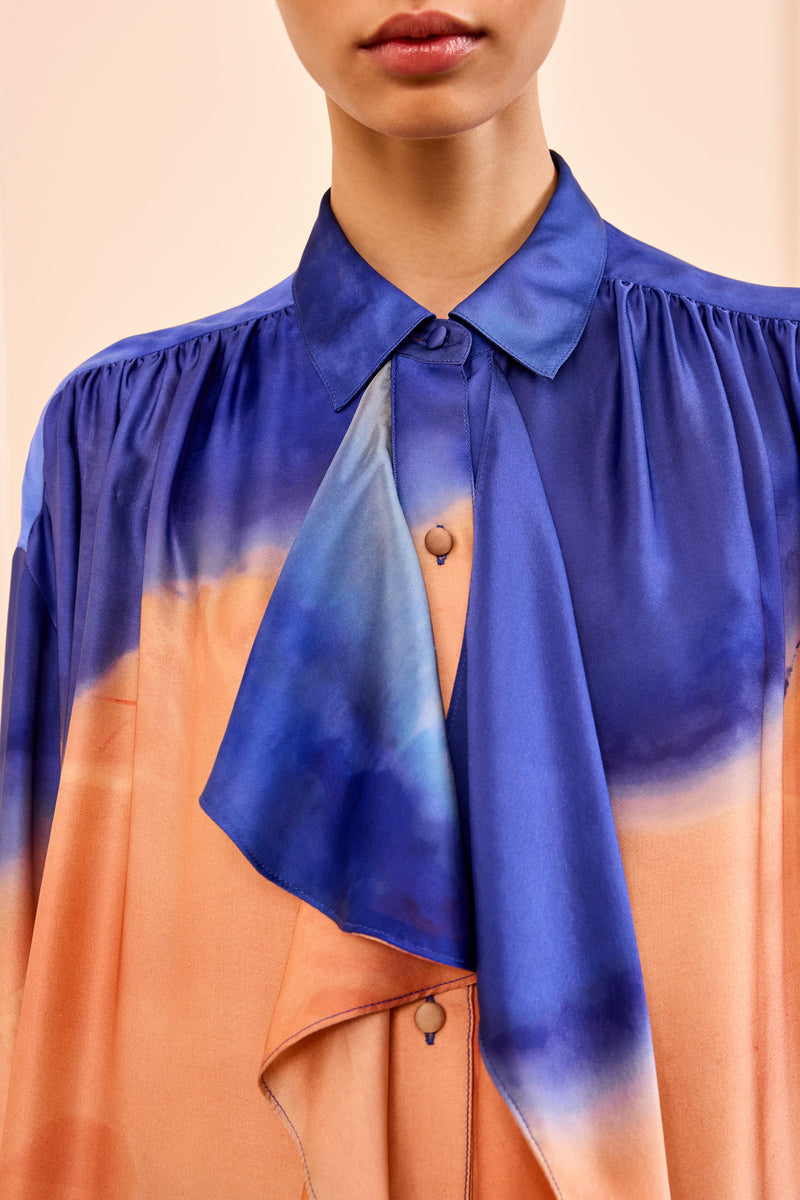 Gesture Silk Blouse - Moontide Long Sleeve Asymetric Ruffle Blouse ...