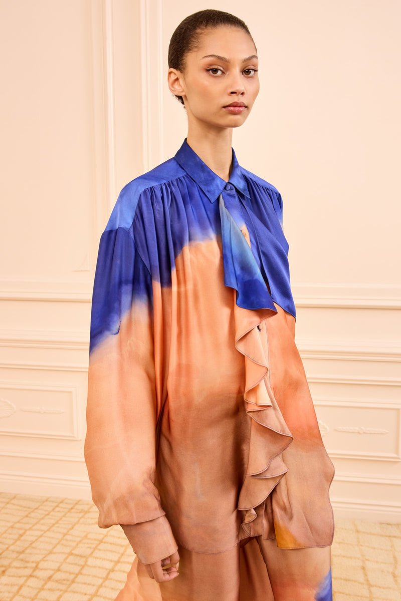 Gesture Silk Blouse - Moontide Long Sleeve Asymetric Ruffle Blouse ...