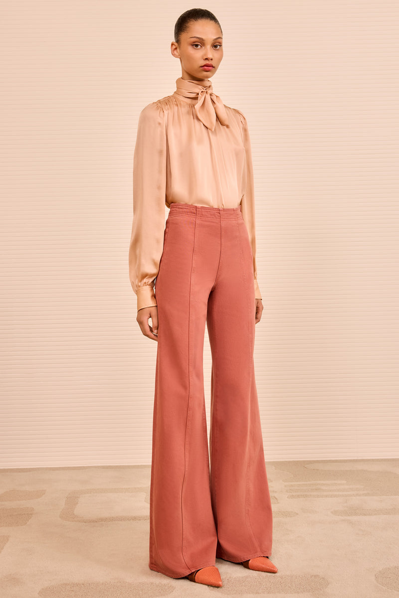 The Bianca Jean - Garden Rose Pink High Rise Wide Leg Flare Jean - Ulla ...
