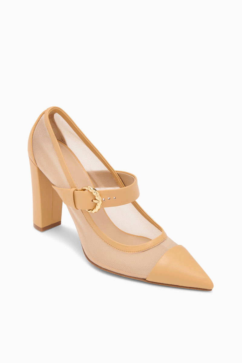 Kiki Mesh Heel - Almond Mesh Pointed Toe Pump - Ulla Johnson