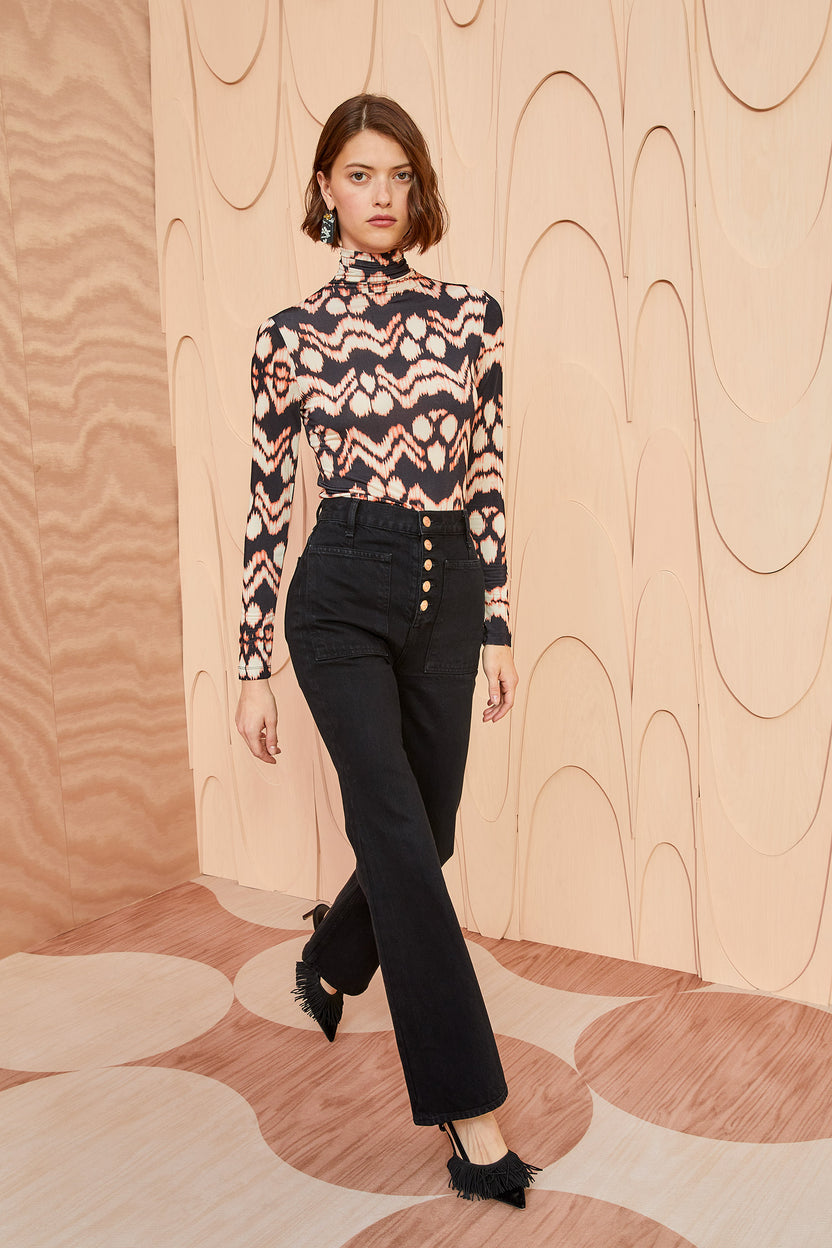 The Lou Jean - Noir High Rise Kick Flare Jean - Ulla Johnson