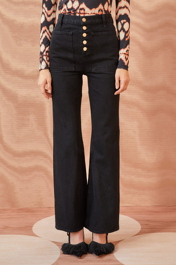 The Lou Jean - Noir High Rise Kick Flare Jean - Ulla Johnson