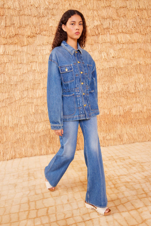 The Dylan Jacket - Danube Denim Jacket with Pintucks - Ulla Johnson