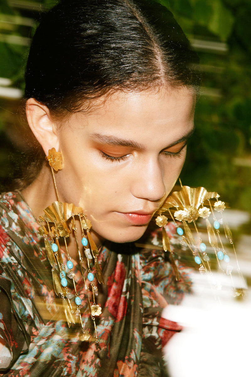 Tilla Flower Earring - Turquoise - Ulla Johnson